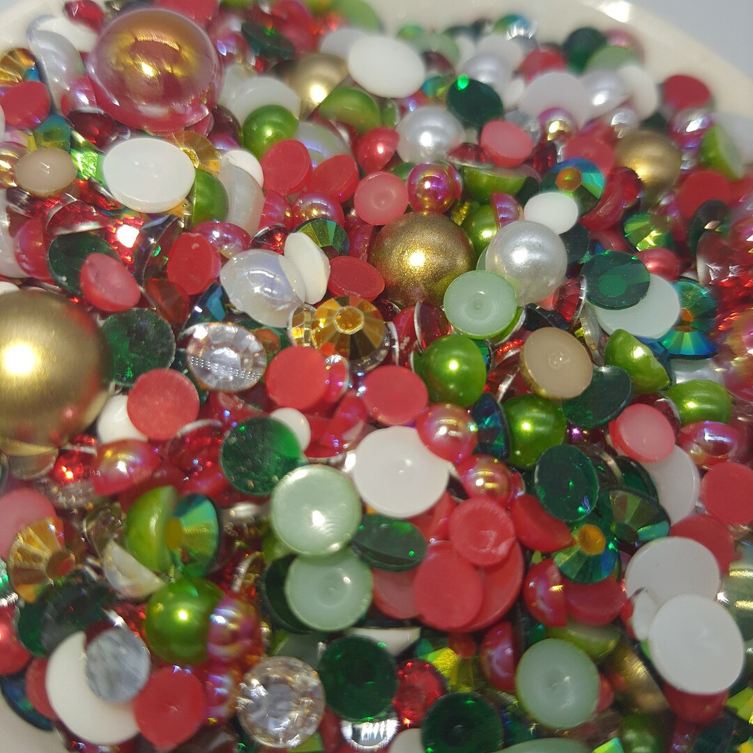Christmas Pearl & Rhinestone Mix L Custom L 10g - 15g | Junk Case Gems ...