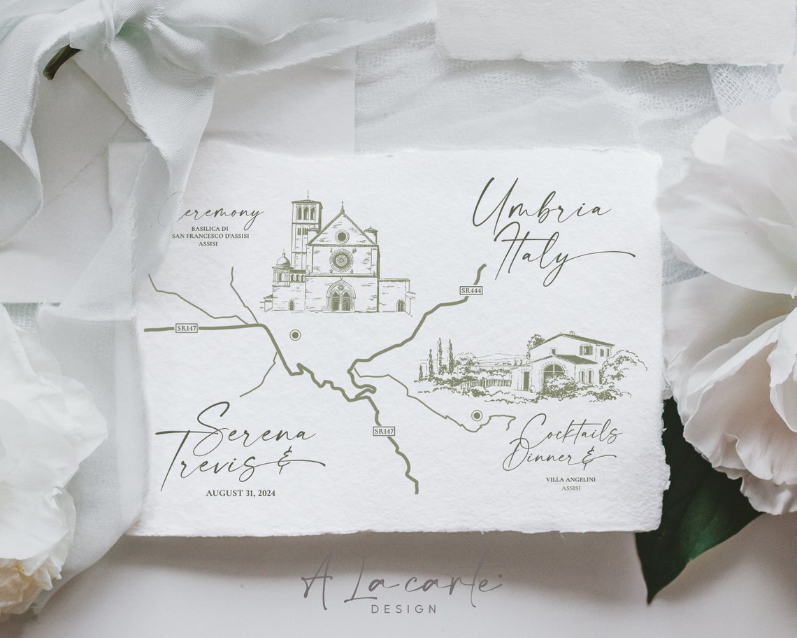 Hand Drawn Wedding Venue Map Invitation, Custom Wedding Map Illustration, Illustrated Venue ...