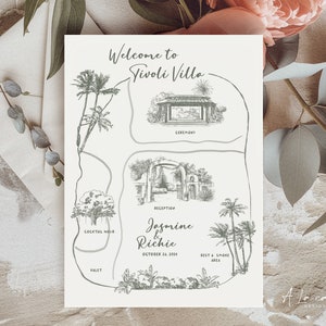Hand Drawn Wedding Venue Map Invitation, Custom Wedding Map ...