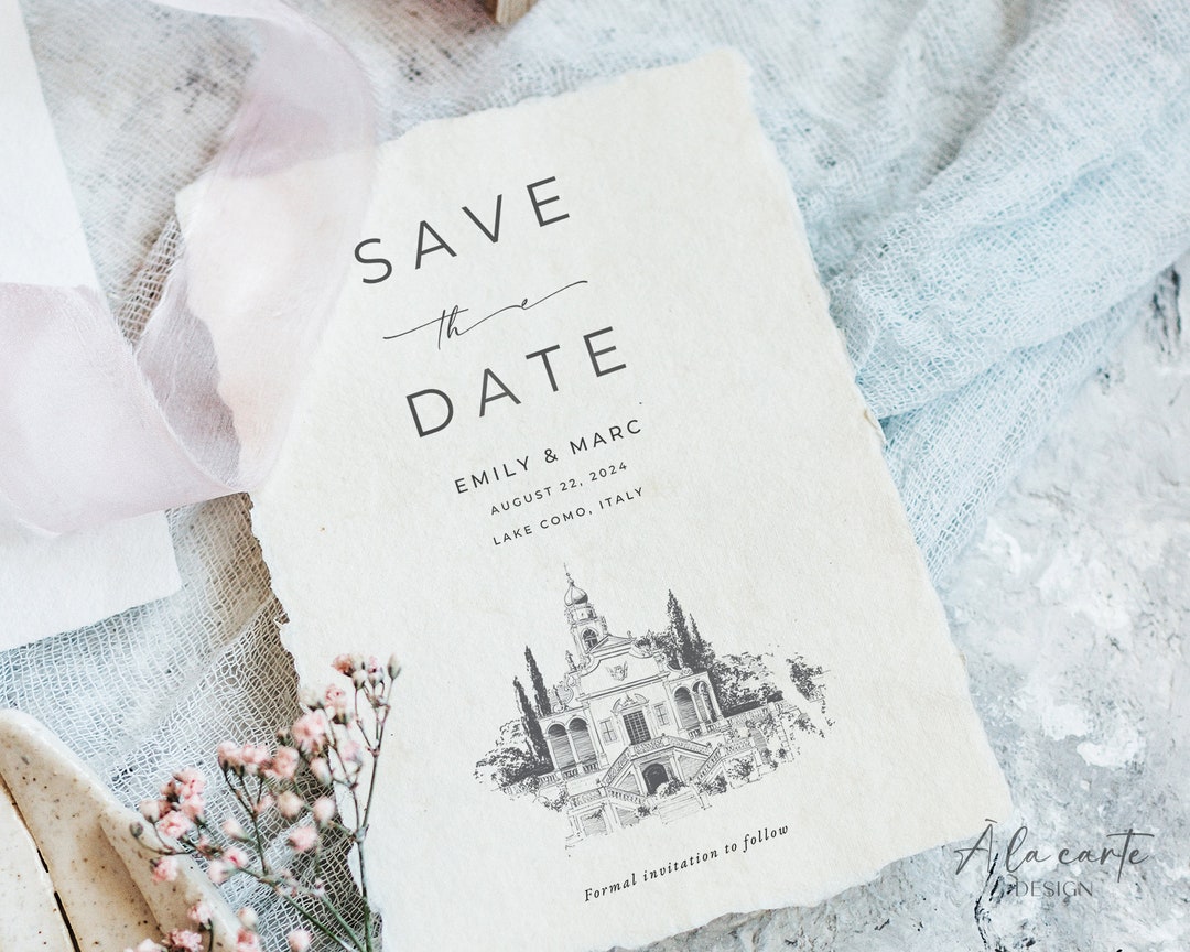 Custom Save the Date Venue Invitation, Destination Wedding Venue Sketch ...
