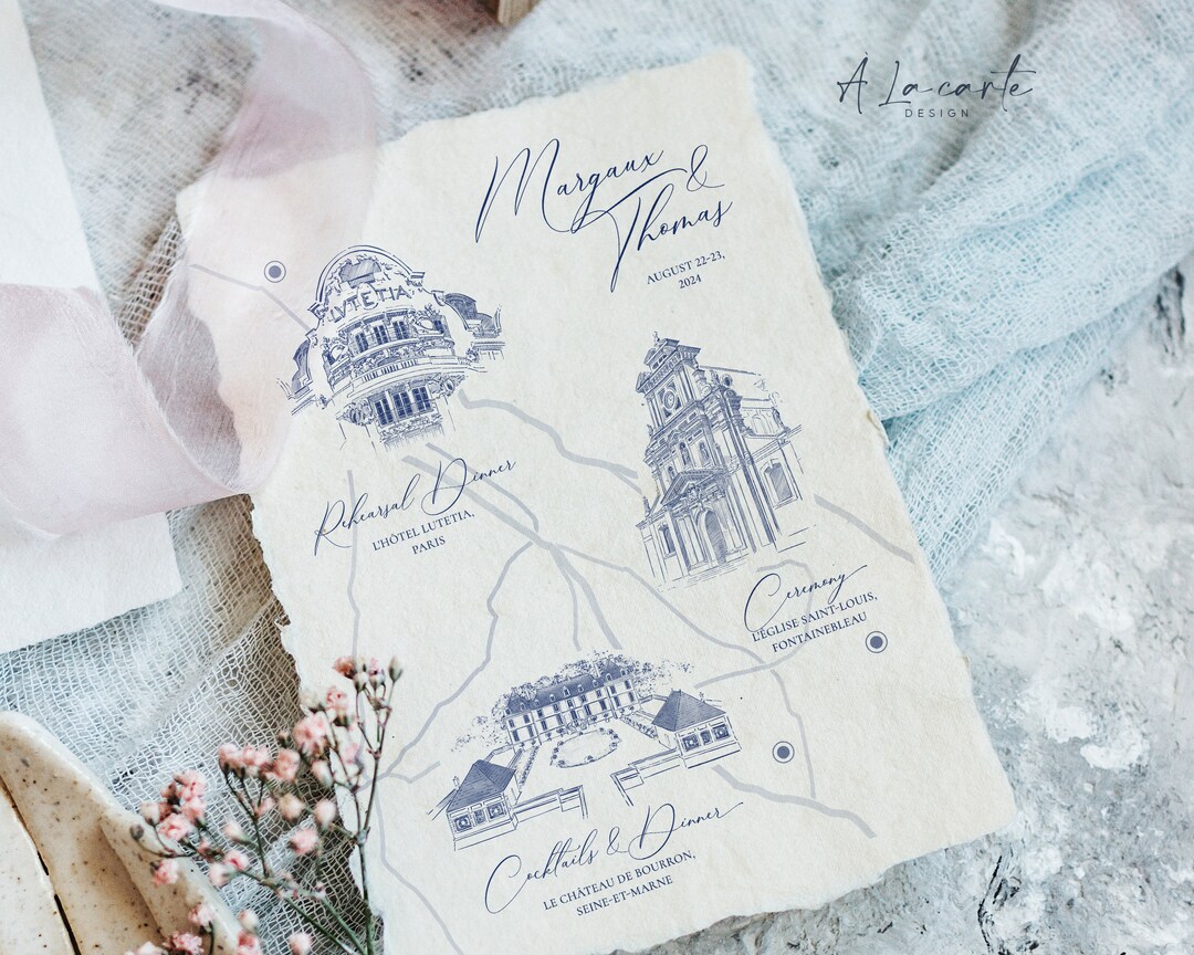 Hand Drawn Wedding Venue Map Invitation, Custom Wedding Map ...