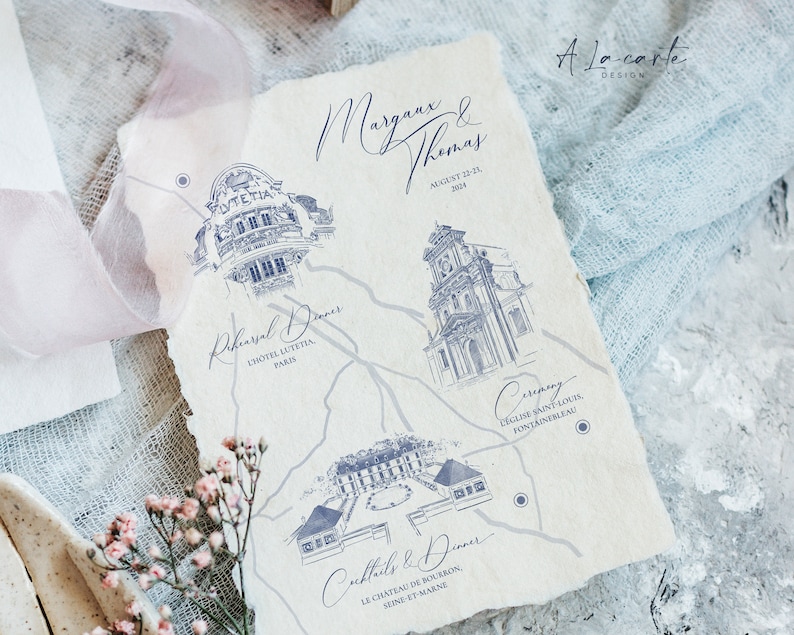 Hand Drawn Wedding Venue Map Invitation, Custom Wedding Map ...
