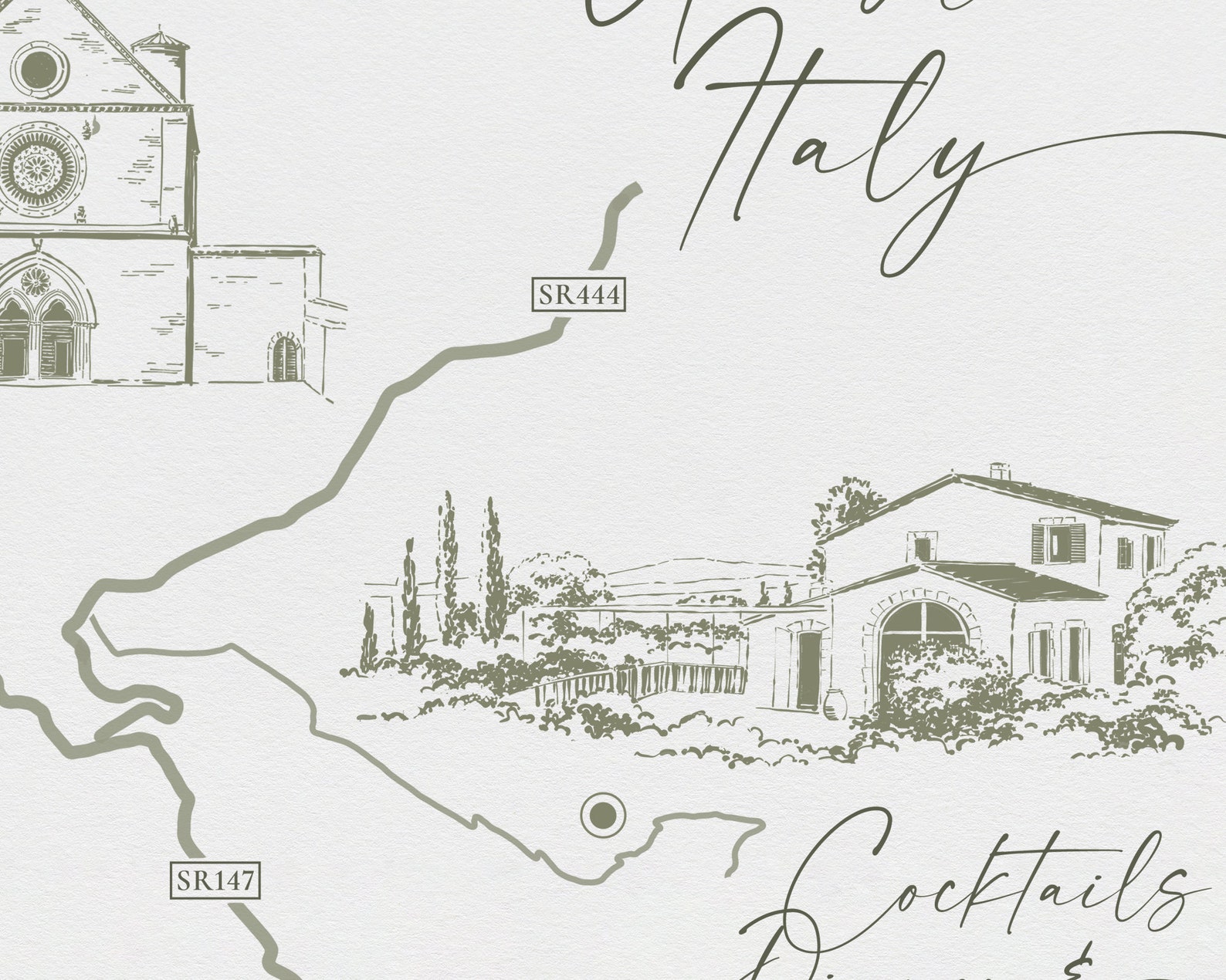 Hand Drawn Wedding Venue Map Invitation, Custom Wedding Map ...