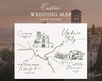 Custom Wedding Venue Invitation Set, Hand Drawn Wedding Venue Map ...