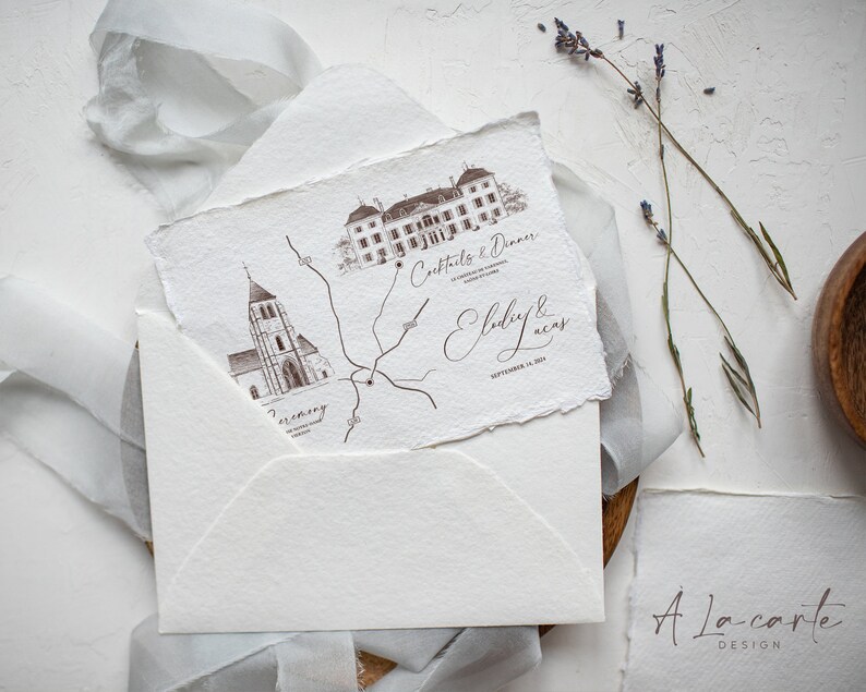 Hand Drawn Wedding Venue Map Invitation, Custom Wedding Map ...