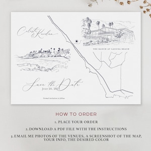 Custom Wedding Map Illustration, Hand Drawn Wedding Venue Map ...