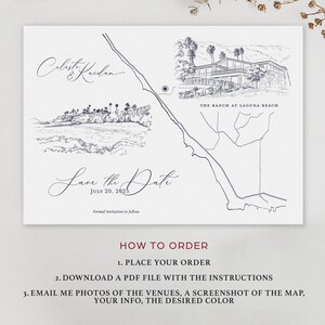 Hand Drawn Wedding Venue Map Invitation, Custom Wedding Map ...