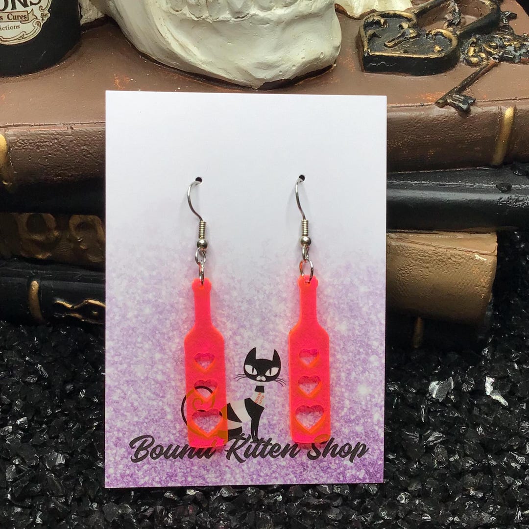 BDSM Heart Paddle Earrings, Hot Pink Acrylic, BDSM Gift, BDSM Quotes ...