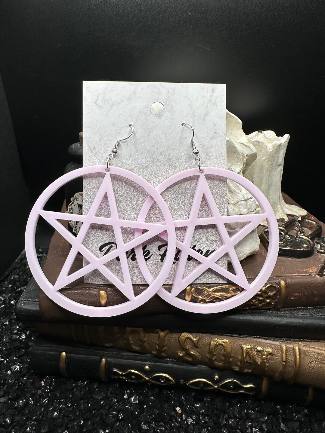 Pentagram Acrylic Baby Pink Pastel Earrings, Pentagram Charm, Pentacle ...
