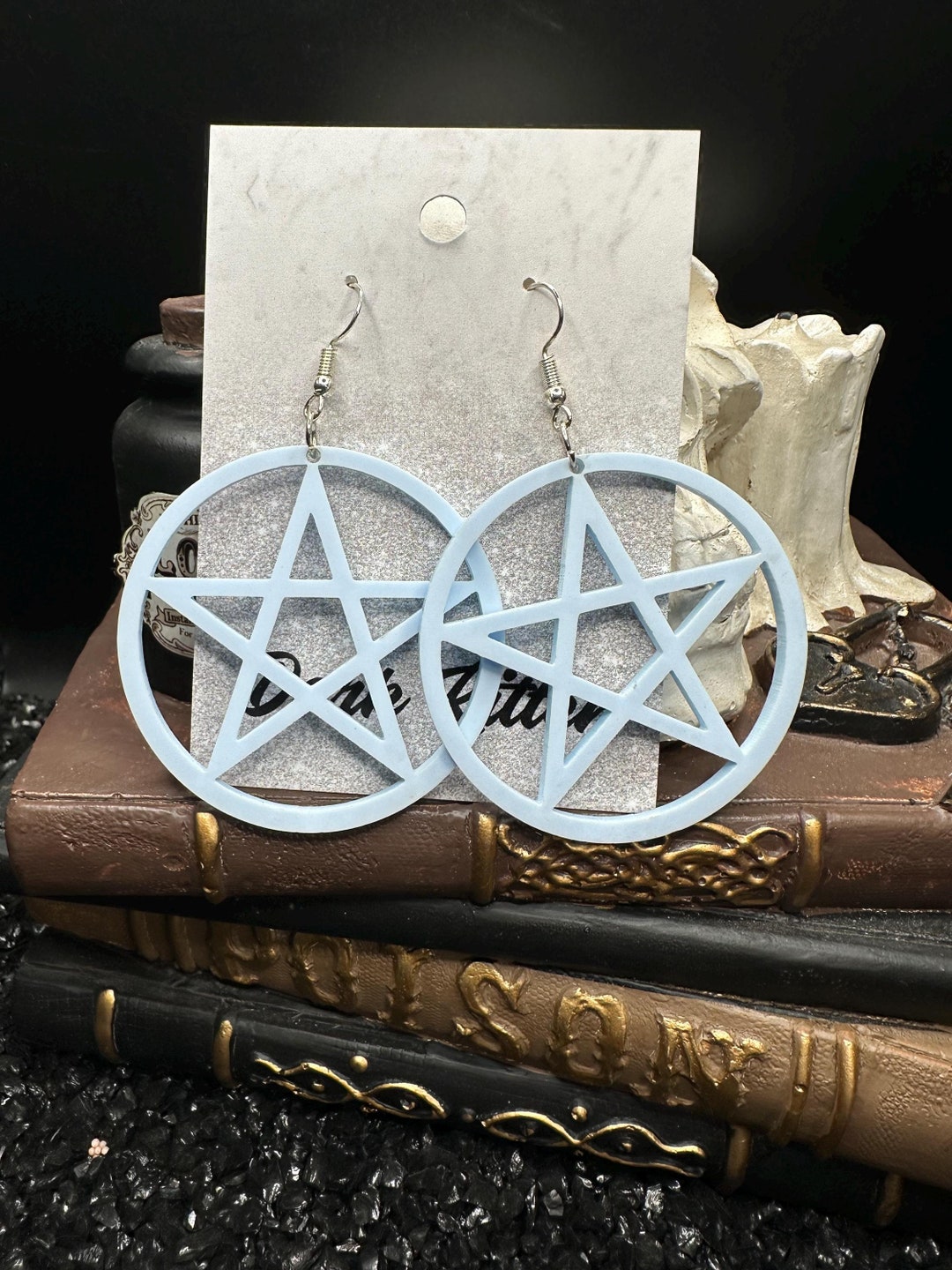 Pentagram Acrylic Baby Blue Pastel Earrings, Pentagram Charm, Pentacle ...