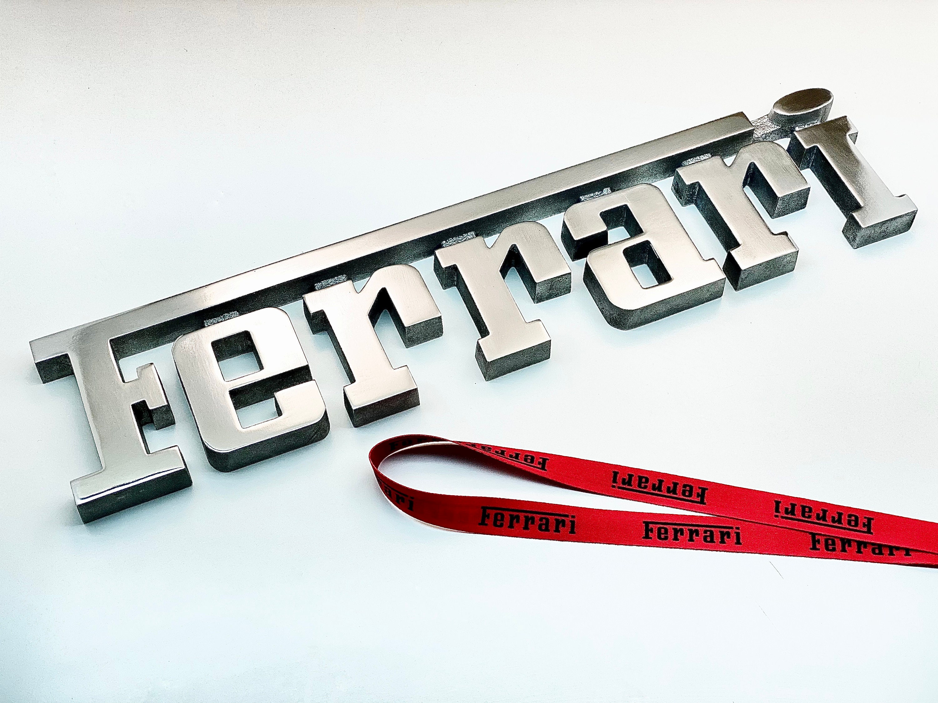 FERRARI METAL LOGO Written Frieze Frieze Emblem Coat of Arms Badge ...