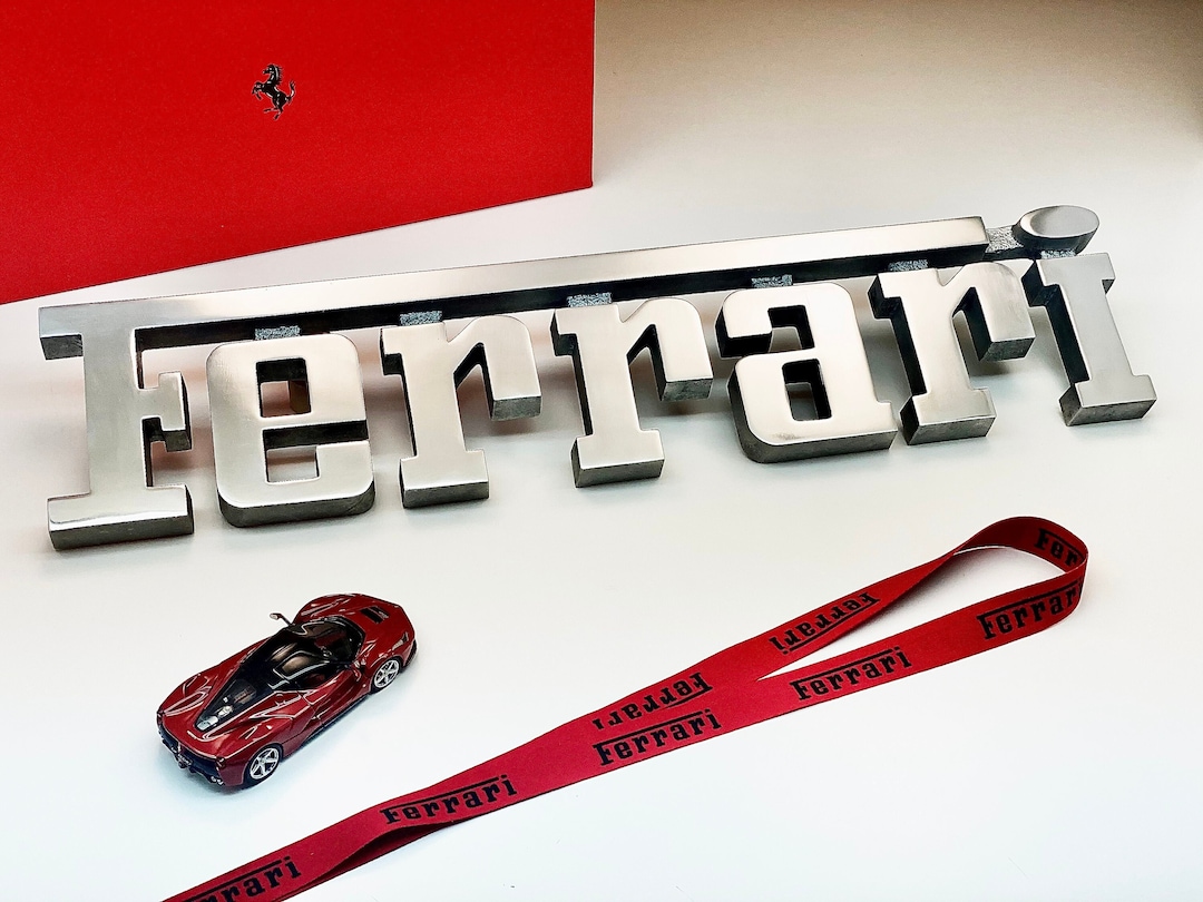 FERRARI METAL LOGO Written Frieze Frieze Emblem Coat of Arms Badge ...
