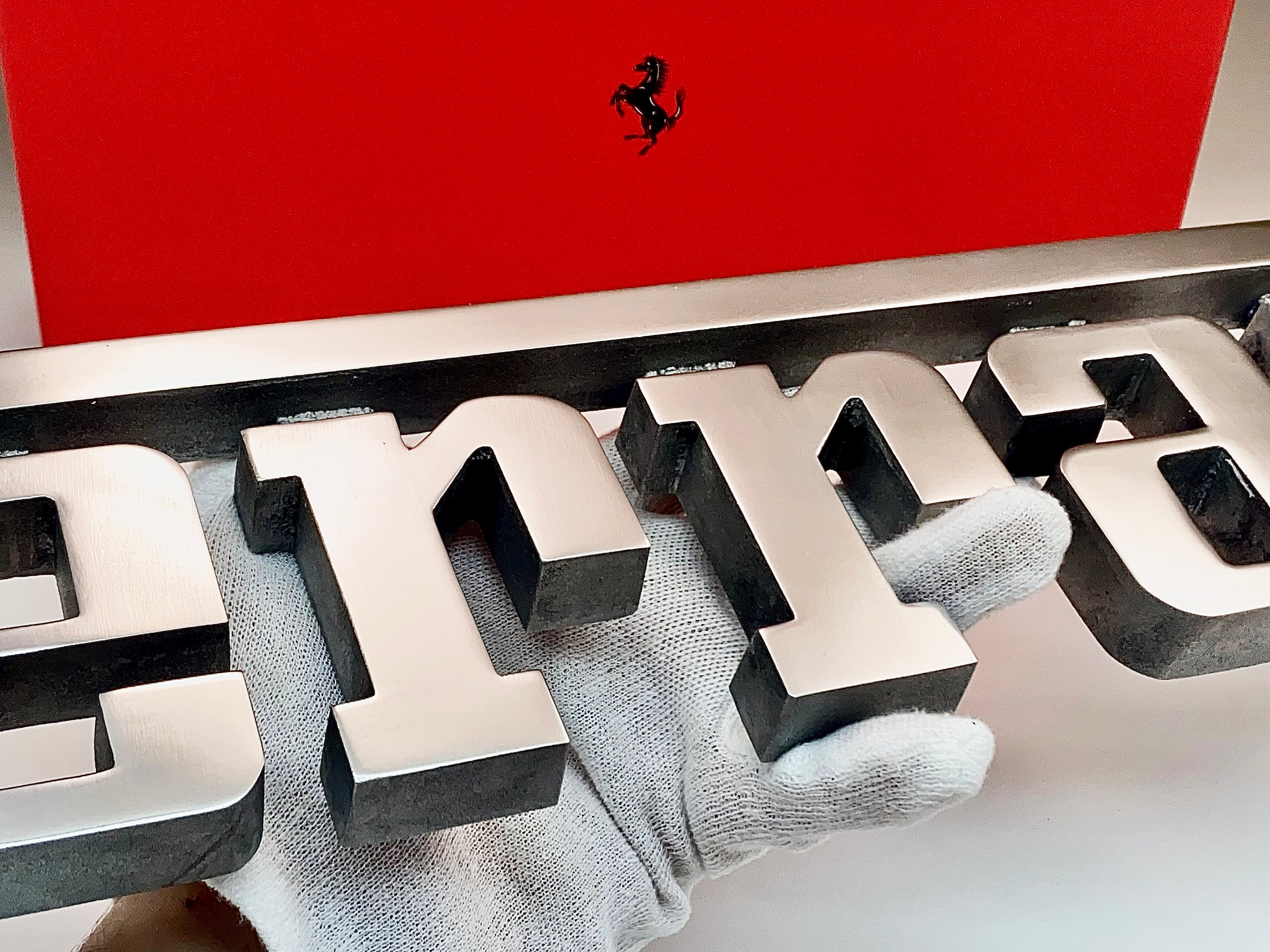 FERRARI METAL LOGO Written Frieze Frieze Emblem Coat of Arms Badge ...