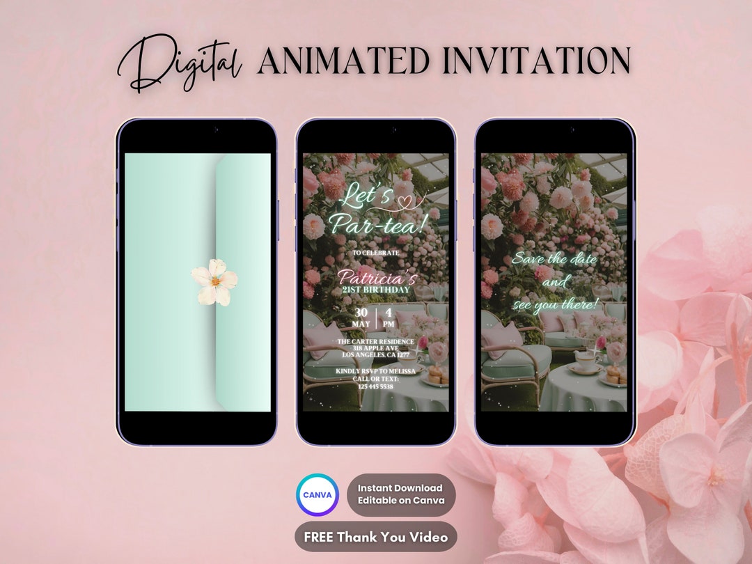 Tea Party Invitation, Whimsical Tea Birthday Animated Invitation ...