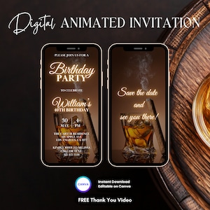 Whisky Birthday Party Invitation, Whisky Party Animated Invitation ...