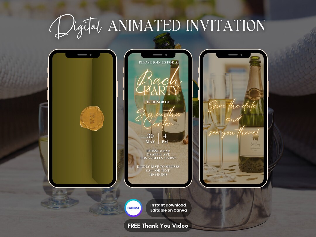 Bach Party Invitation, Bachelorette Party Animated Invitation, Editable ...