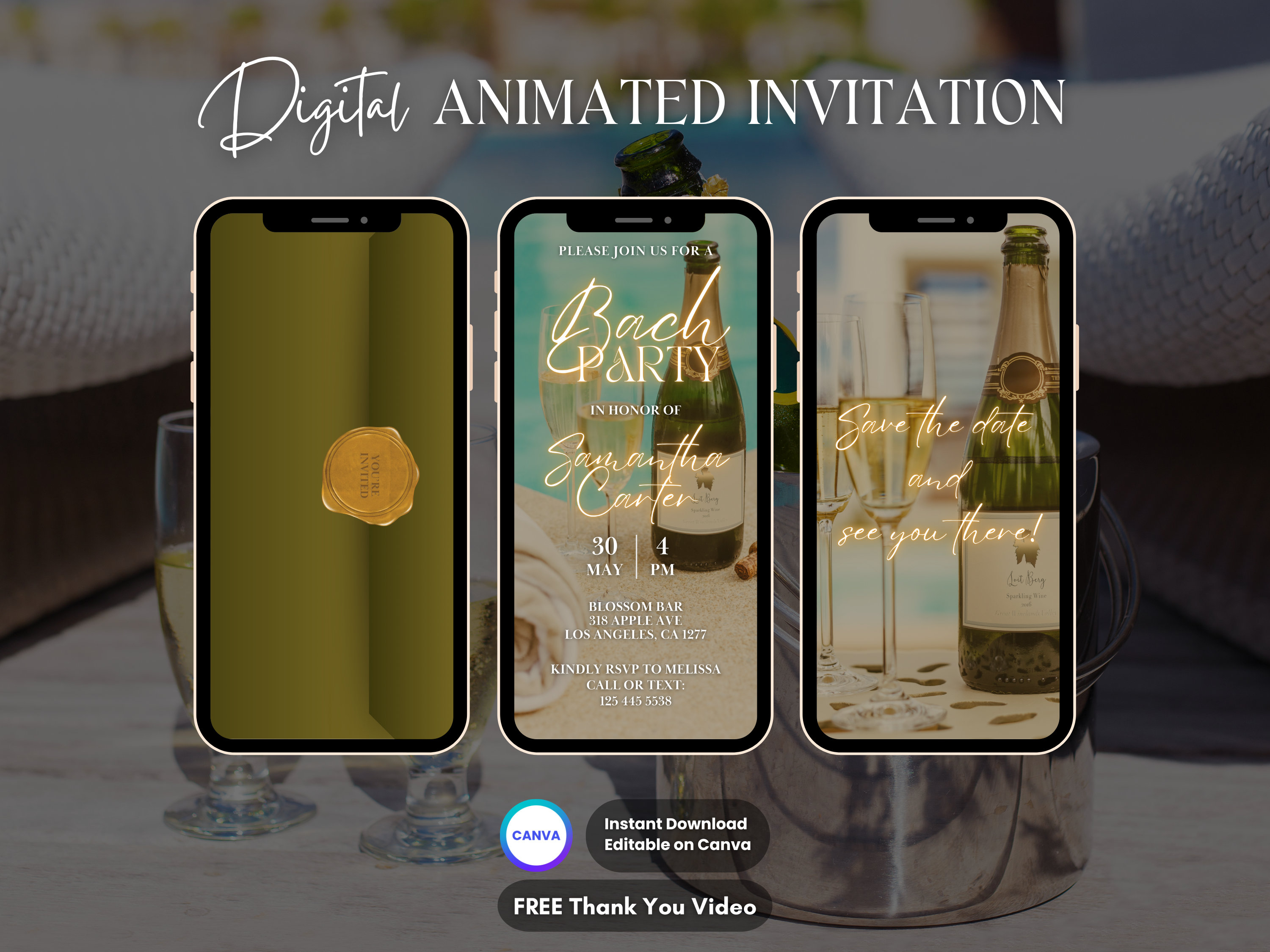 Bach Party Invitation, Bachelorette Party Animated Invitation, Editable ...