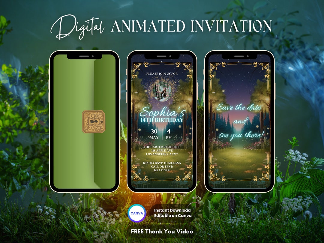 Magical Fairy Forest Garden Invitation, Magical Fairy Animated ...