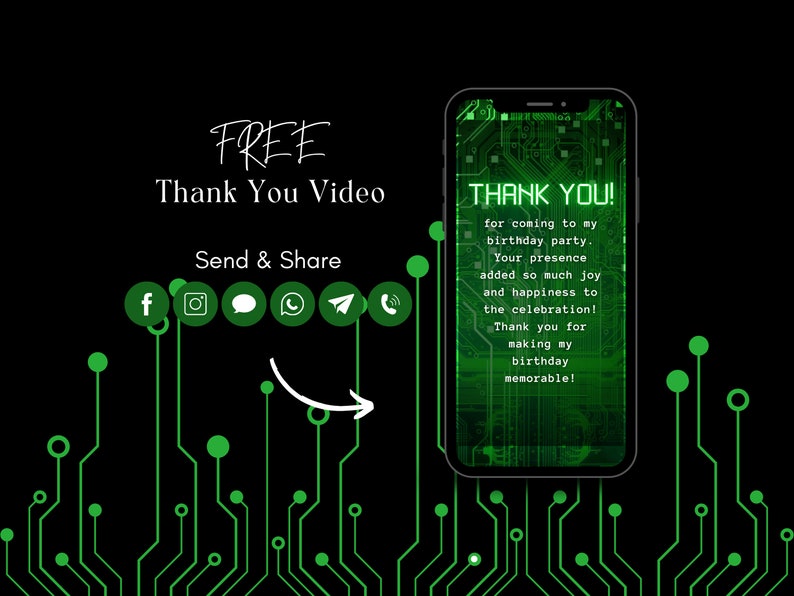 Computer Birthday Invitation, Game Animated Invitation, Electronic ...