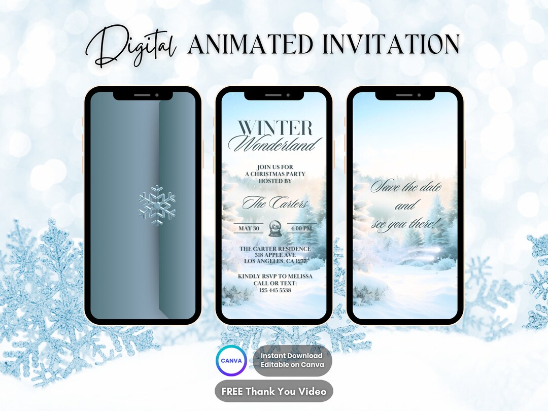 Winter Wonderland Party Invitation, Christmas Party Animated Invitation ...