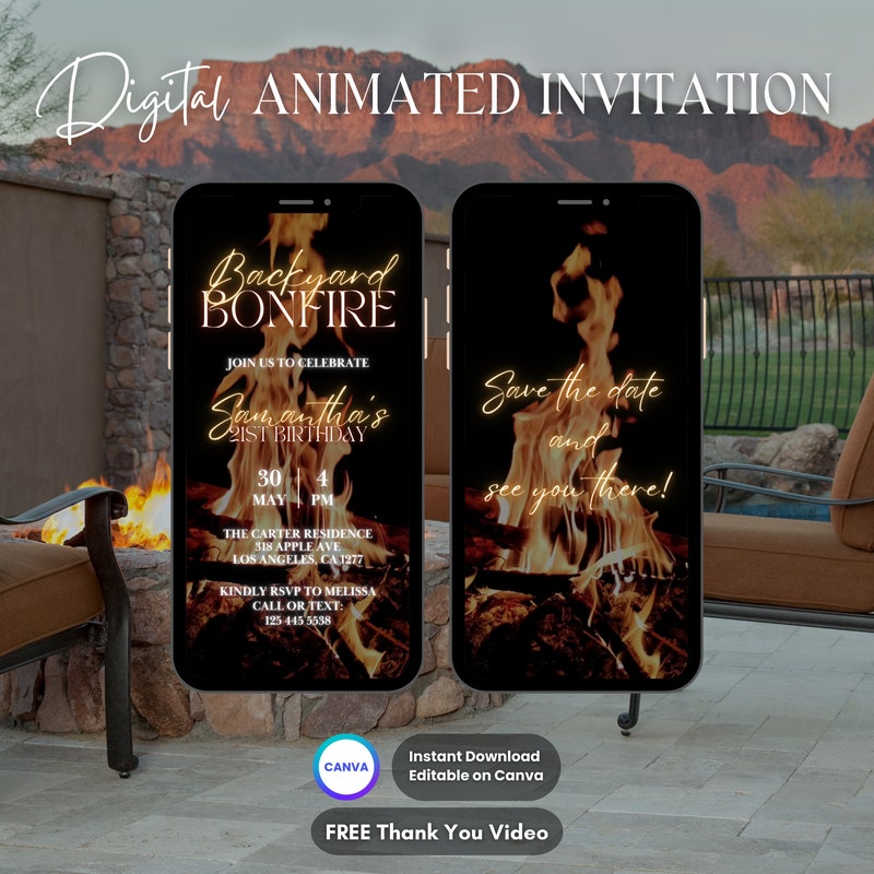 Bonfire Animated Invite - Etsy UK