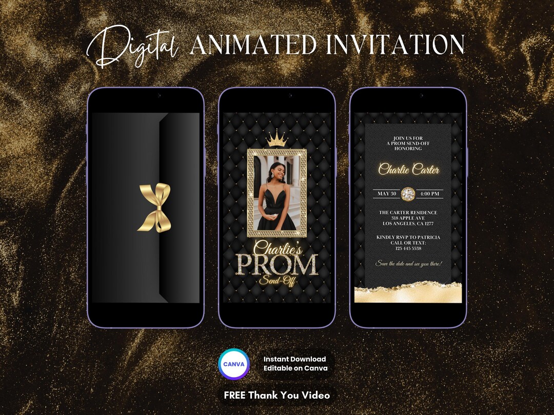 Prom Invitation, Prom Send off Animated Invitation, Editable Prom Flyer ...