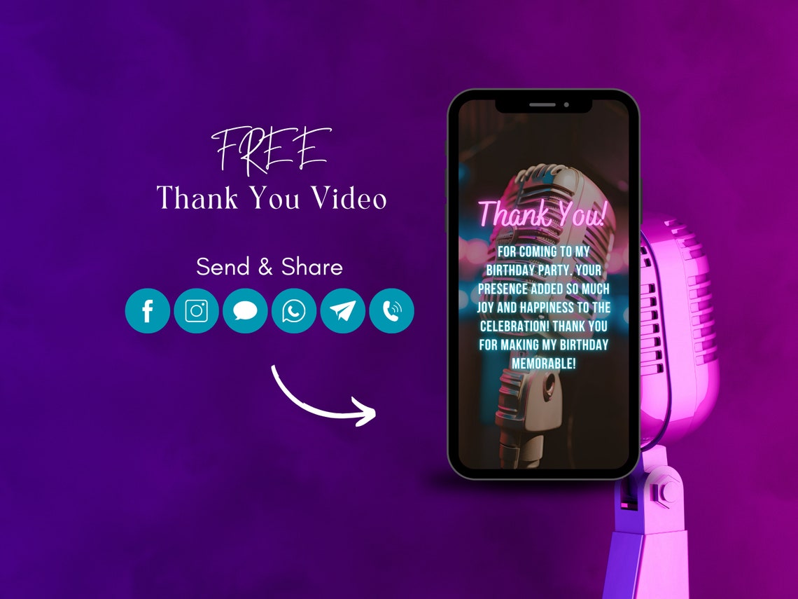 Karaoke Night Invitation, Karaoke Animated Invitation, Editable Karaoke ...