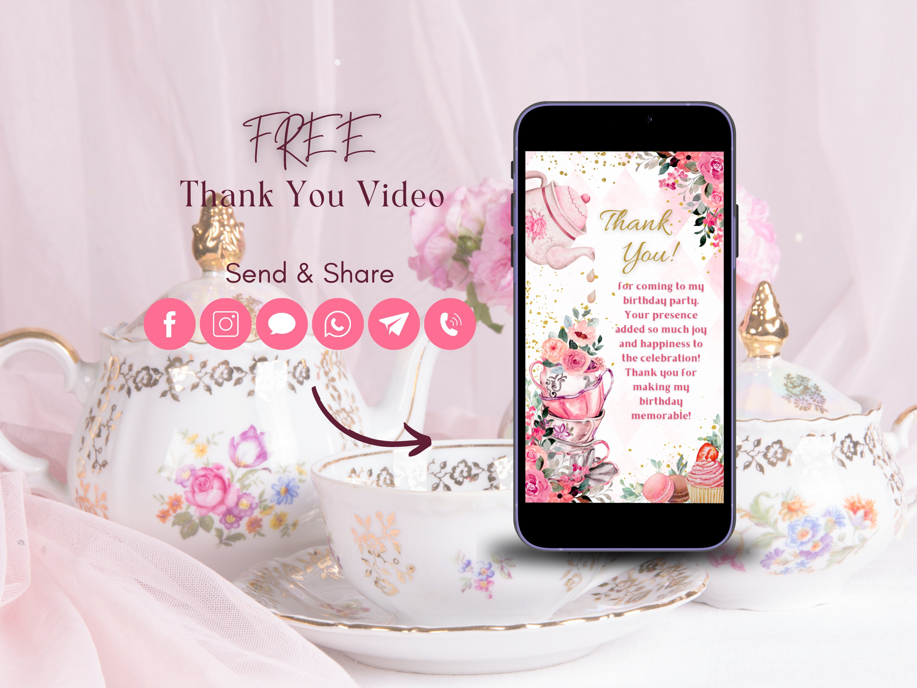 Tea Party Invitation, Editable Whimsical Tea Birthday Animated ...
