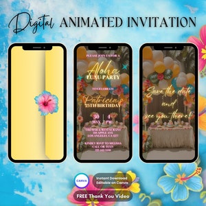 Aloha Luau Invitation, Tiki Party Animated Invitation, Editable ...