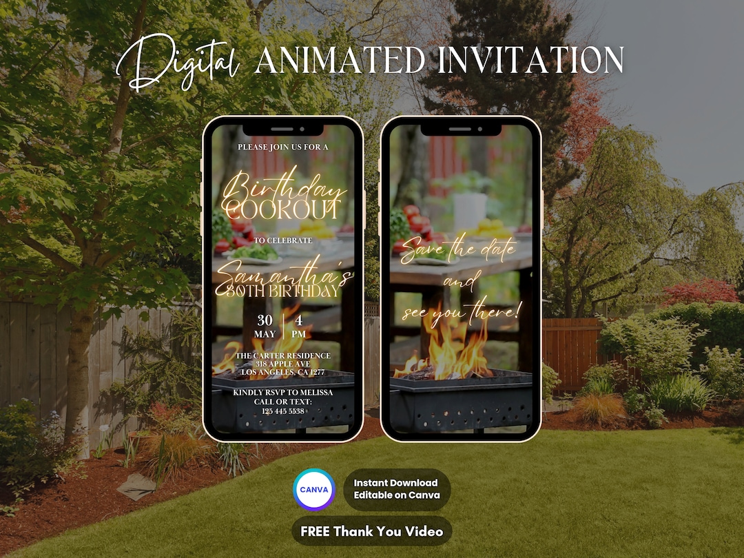 Birthday Cookout Invitation, Cook Out Birthday Party Animated ...