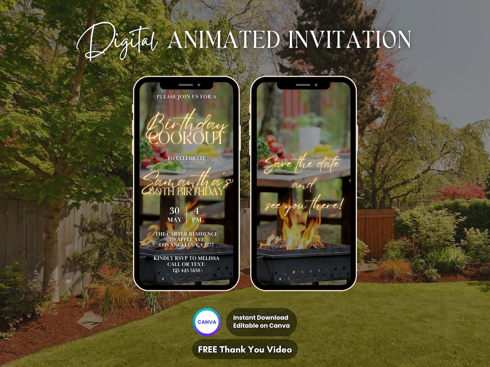 Birthday Cookout Invitation, Cook Out Birthday Party Animated ...