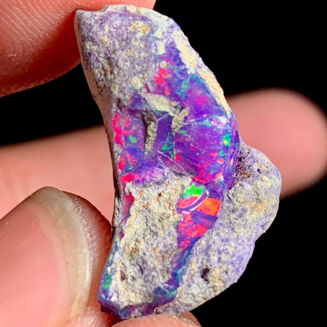 16.20 Ct, Natural Black Opal Rough, Ethiopian Black Opal Rough, Multi ...