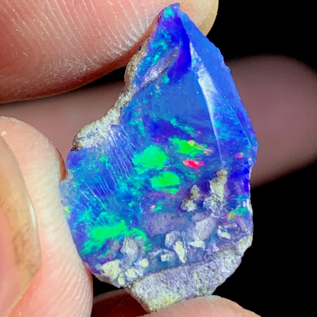 3.50 Ct, Ethiopian Black Multi Opal Rough, Natural Black Multi Opal ...