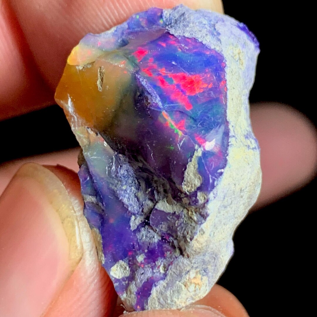 26.90 Ct, Ethiopian Black Multi Opal Rough, Natural Black Multi Opal ...