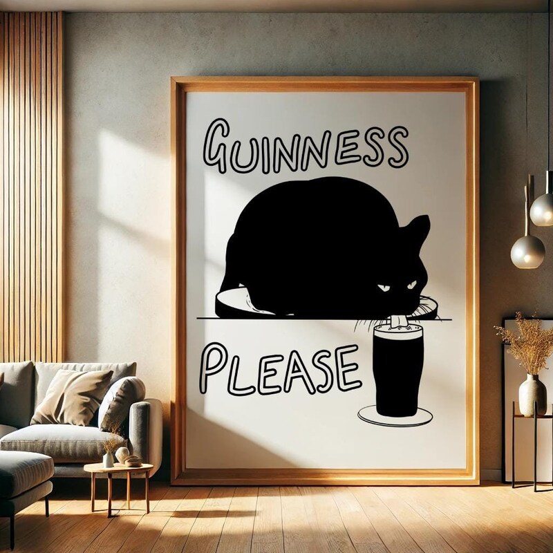 Guinness Cat Print - Etsy UK