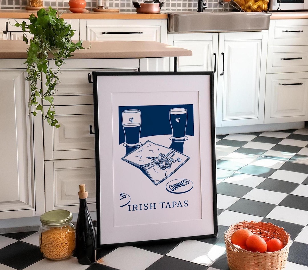 Irish Tapas | Pints & Crisps | Framed Kitchen Print | Funny Design ...