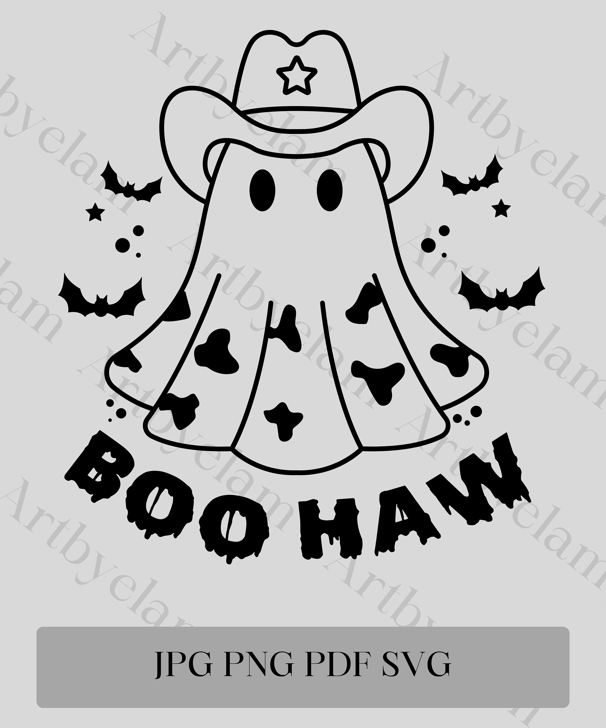 Boo Haw Ghost SVG Cowboy Hat Cow Print western PNG Halloween - Etsy