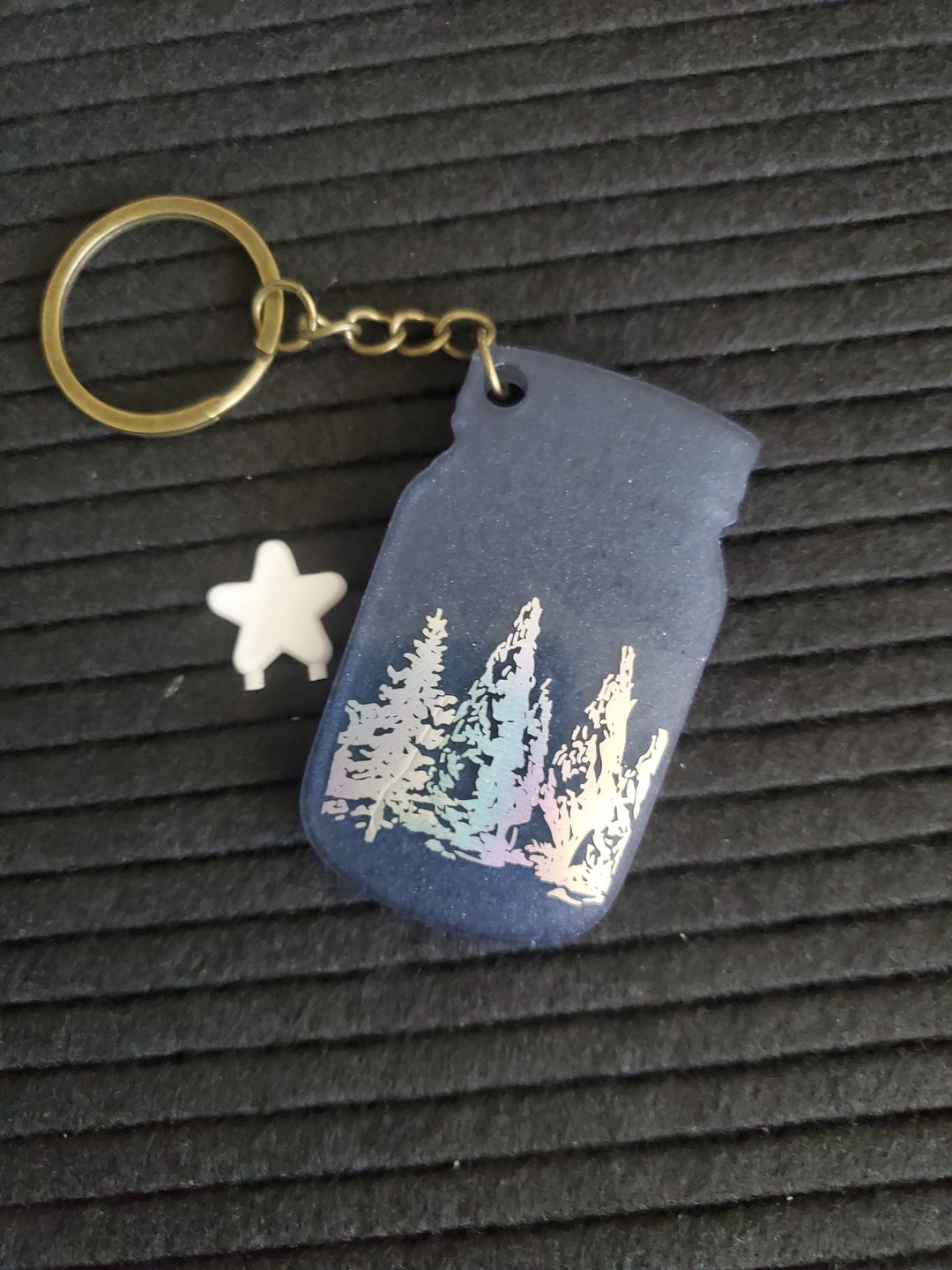 Night Forest Mason Jar Keychain - Etsy