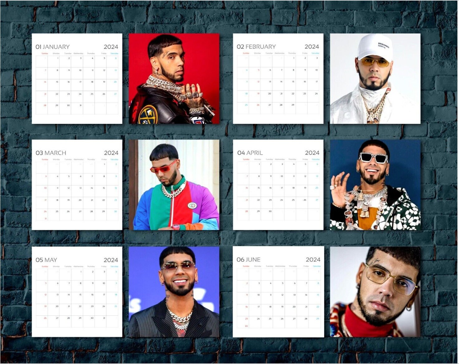 Anuel AA Calendar 2024 Anuel AA 2024 Celebrity Wall - Etsy Canada