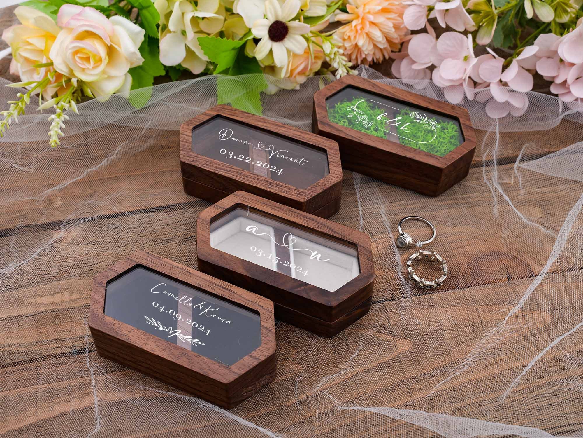 Personalized Wedding Ring Box,engraved Wedding Ring Box,double Slot ...