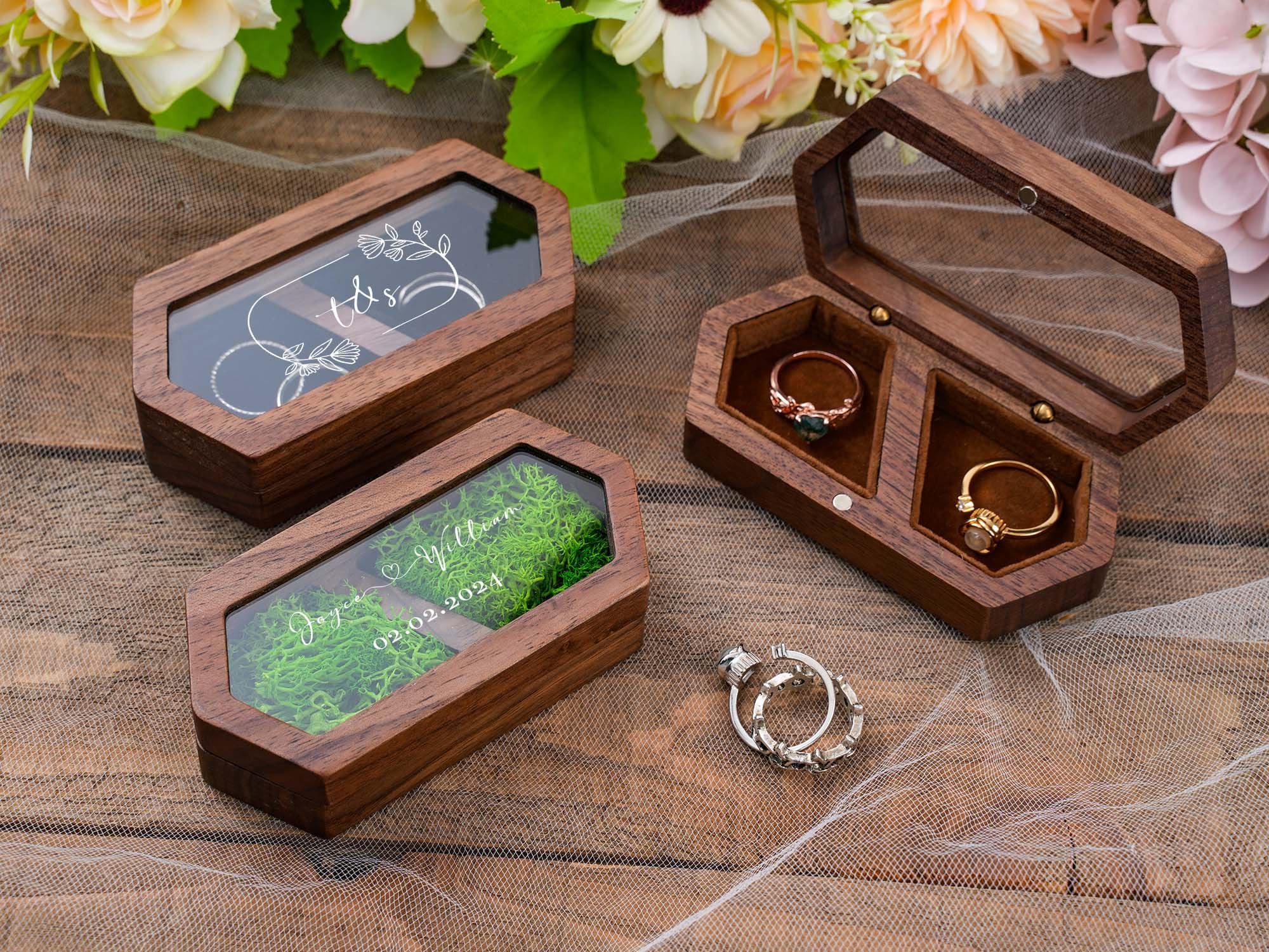 Personalized Wedding Ring Box,engraved Wedding Ring Box,double Slot ...