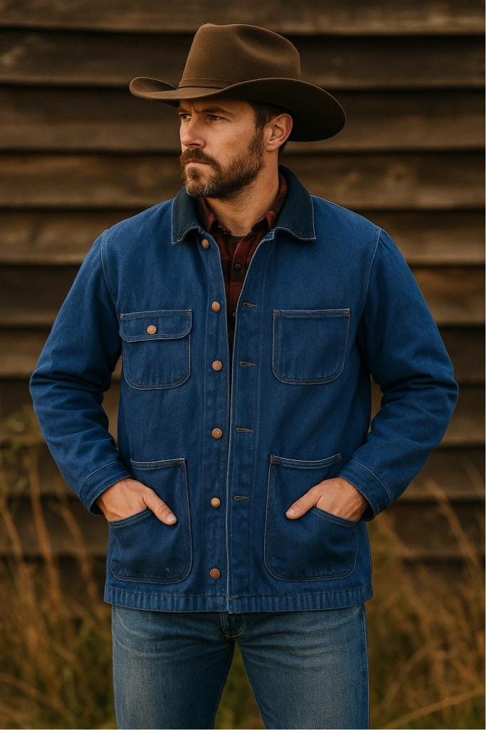 VTG Wrangler Bell Denim SZ L Jean Chore Jacket Flannel Lined Work Coat ...