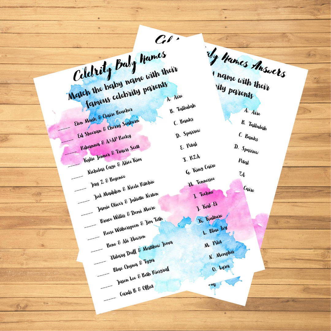 Celebrity Baby Names Baby Shower Game Pink & Blue - Etsy