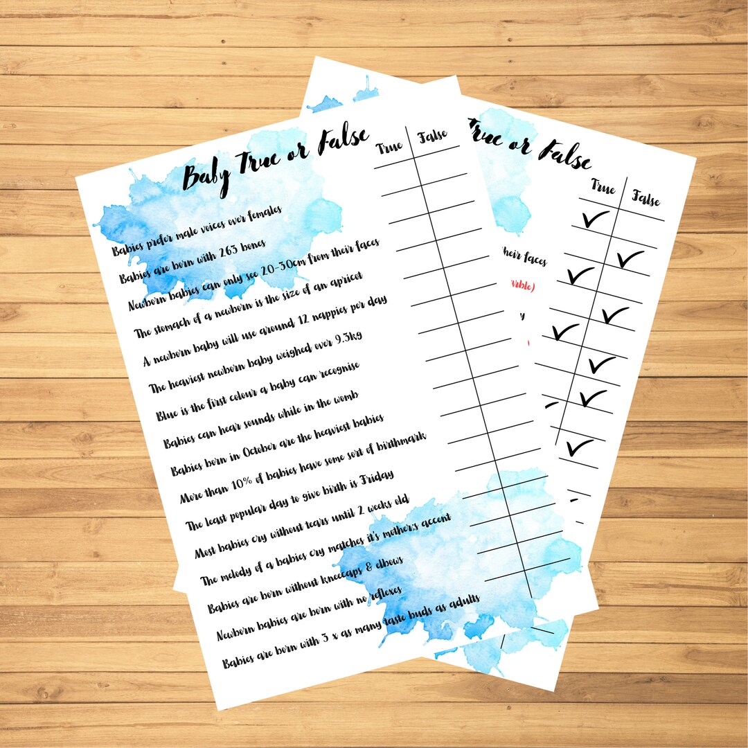 Baby True or False Baby Shower Game Blue - Etsy
