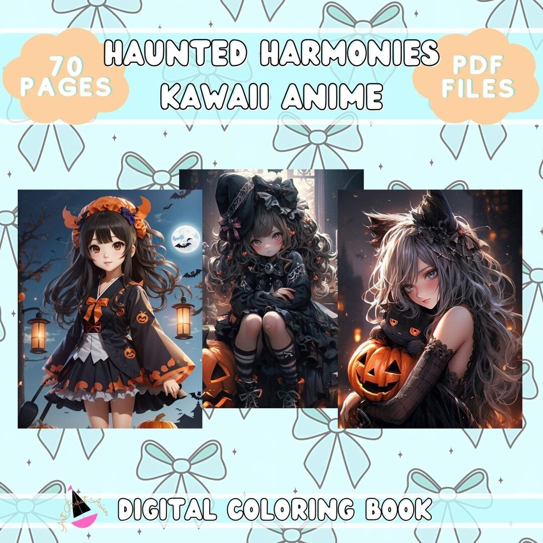 Haunted Harmonies Kawaii Anime Halloween Girls Coloring Book - Etsy