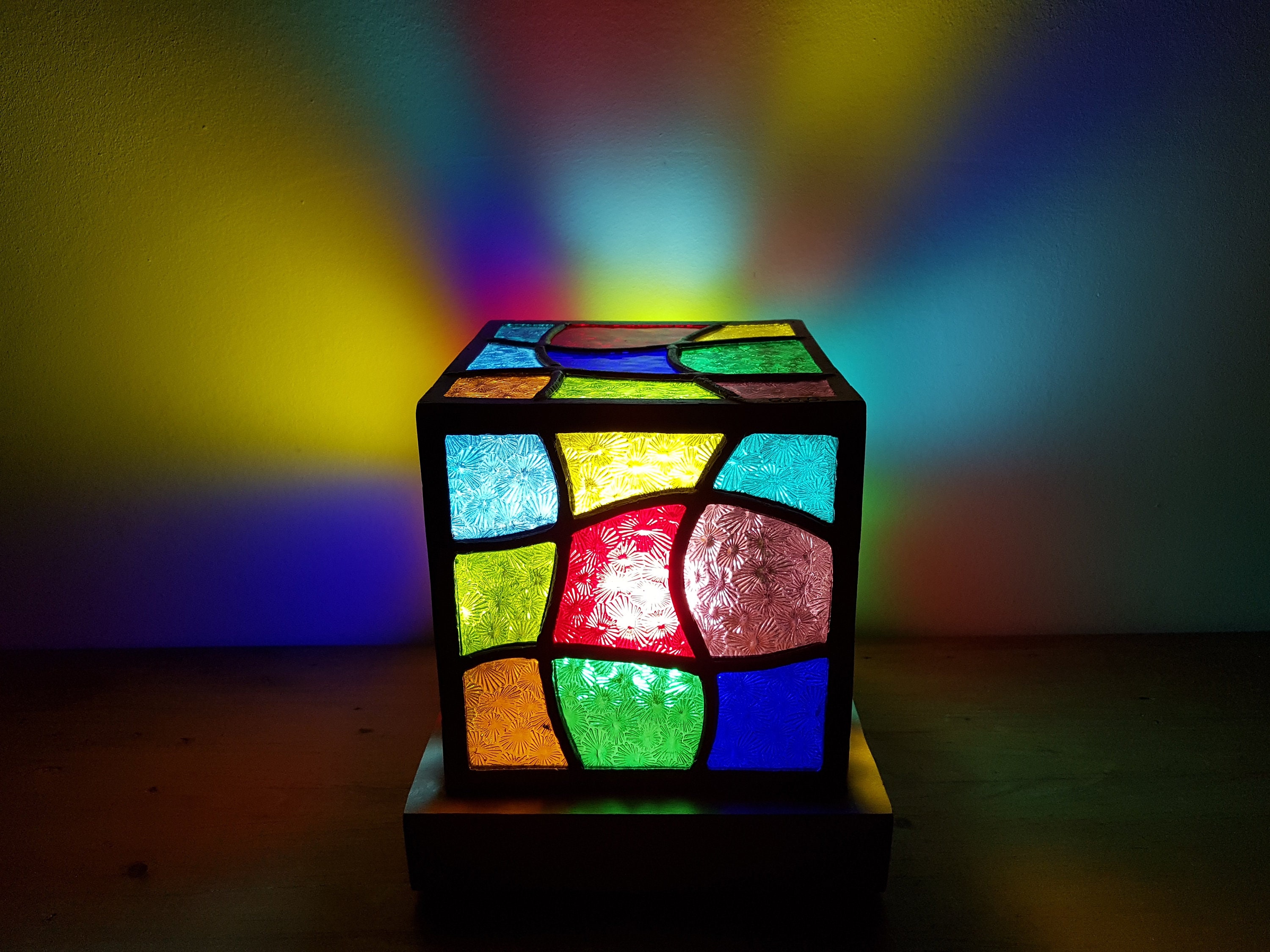 The Groovy Cube Lamp Glass Lamp Desk Lamp Table Lamp Stained Glass Lamp ...