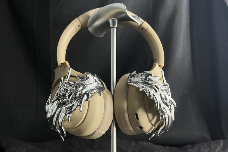 Unique Sony XM5 Cover 3D Print Silver Gothic ,wings Shaped,cool Design ...