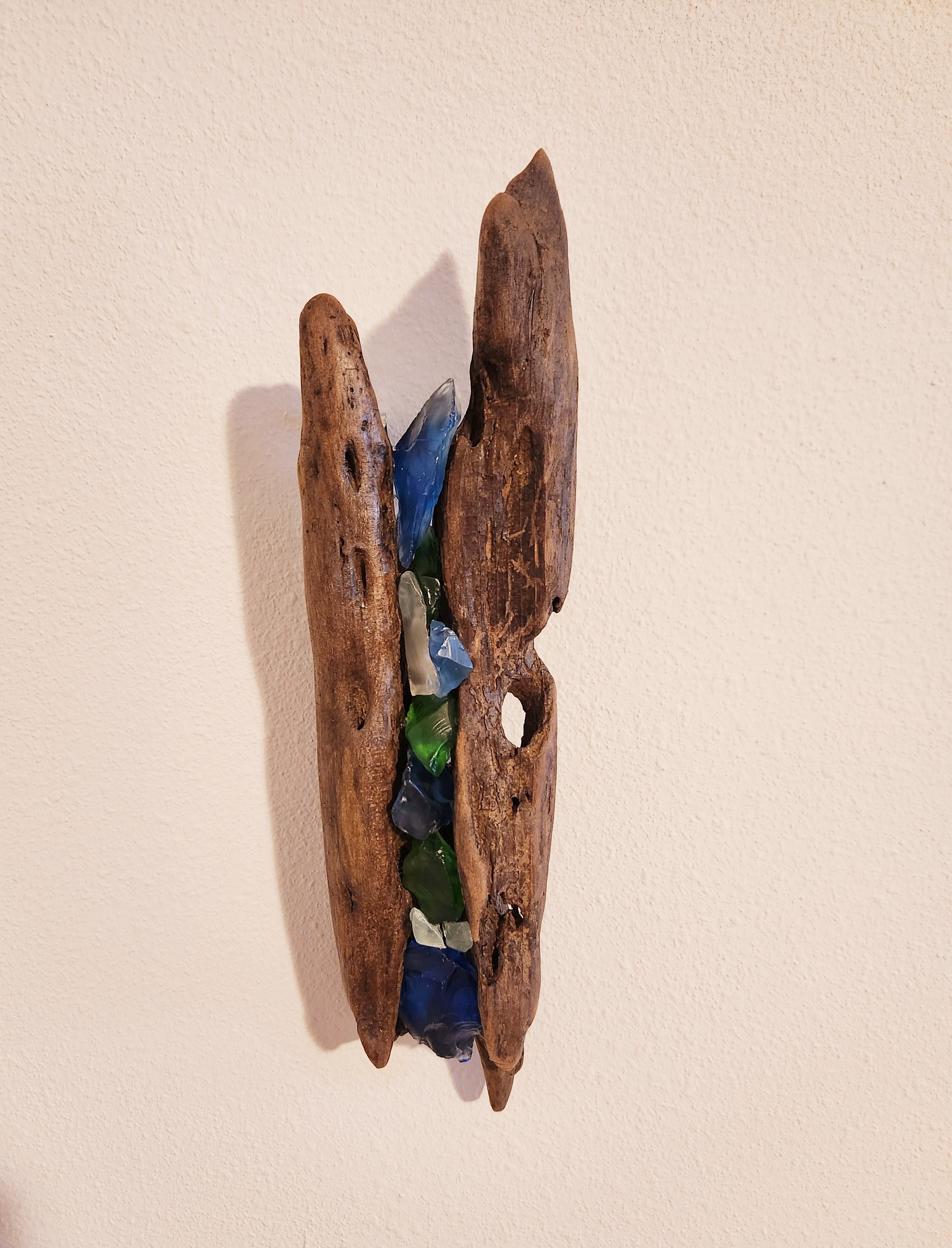 Driftwood Wall Art With Sea Glass - Etsy