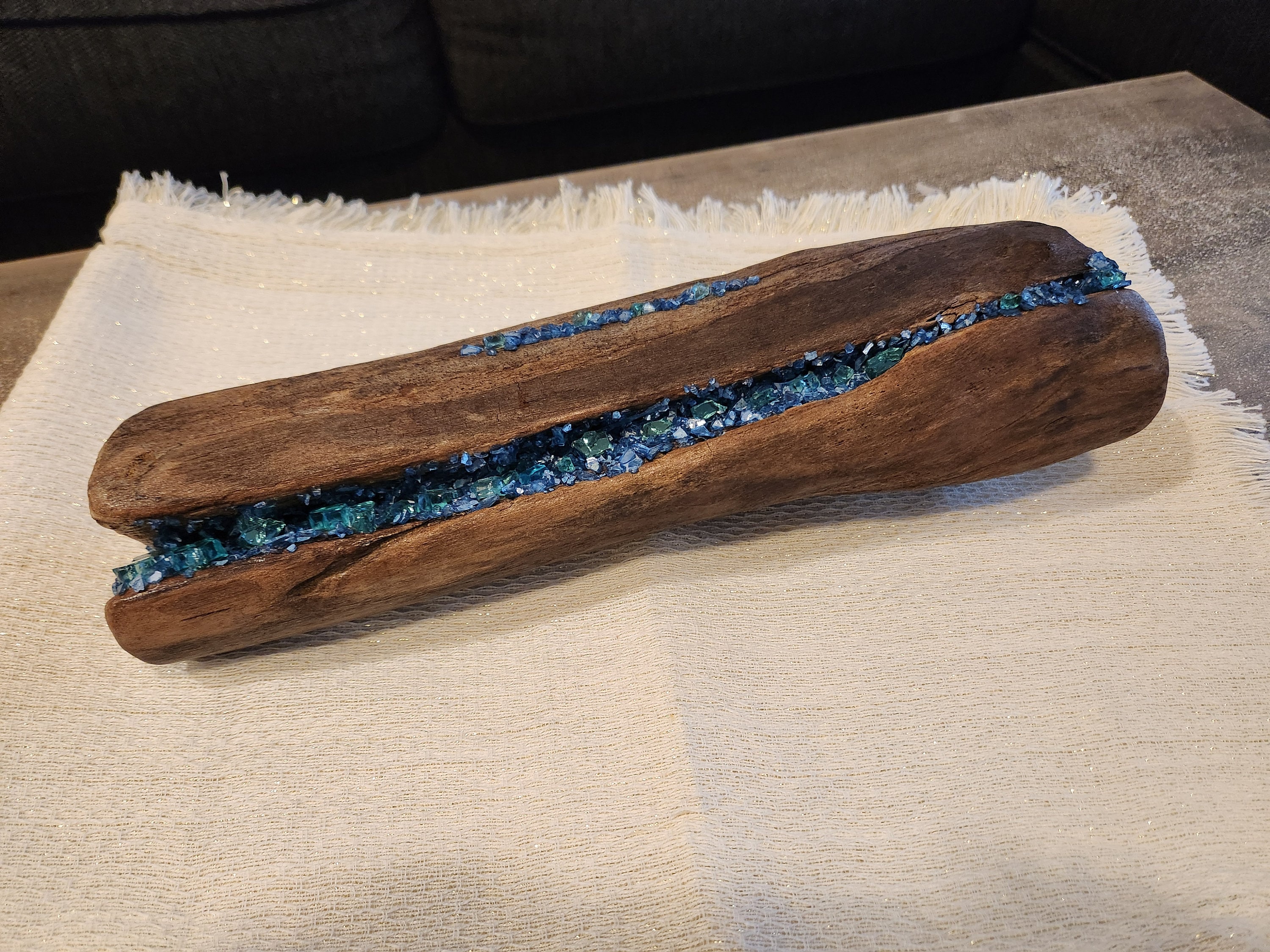 Driftwood Table Top Piece With Sea Glass (color Options for Glass) - Etsy