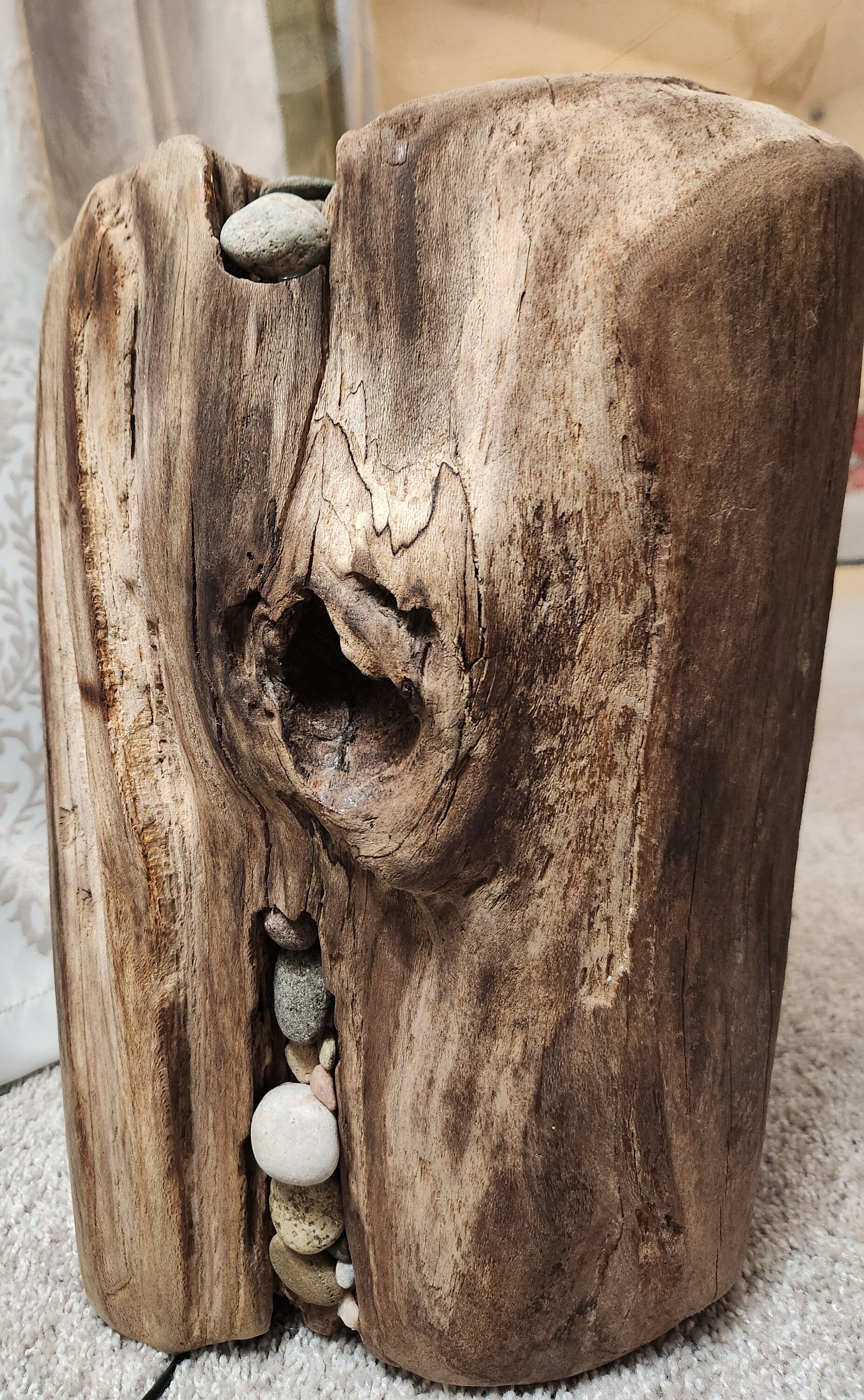 Driftwood Stump Side Table With Rock Accents - Etsy